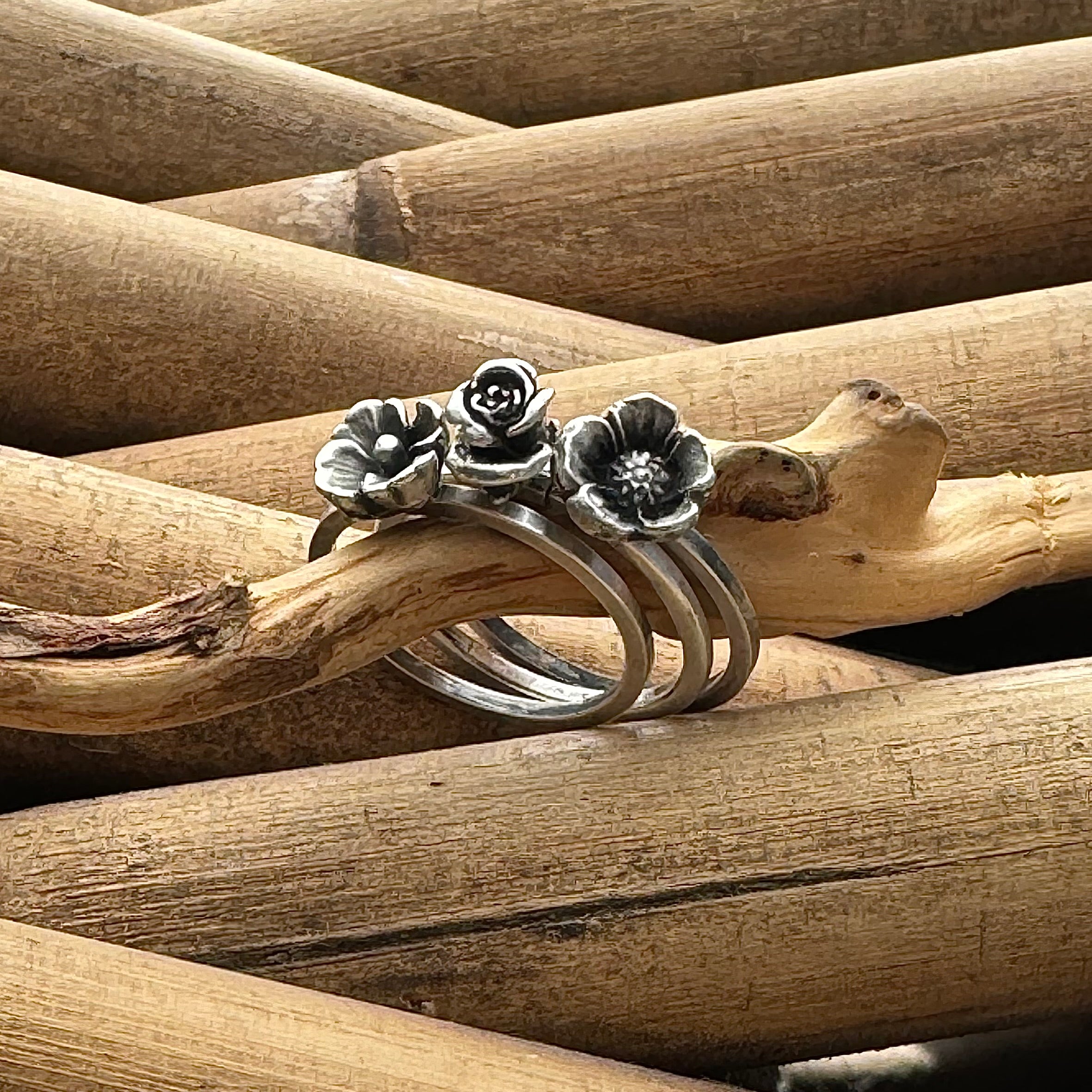 Sterling Silver Finger Bouquets including Birth Month Flowers