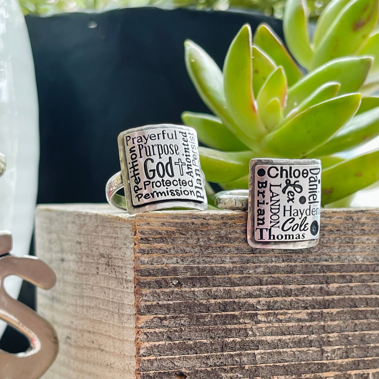 Sterling Silver Name Square Ring - Maximum of 4 Names