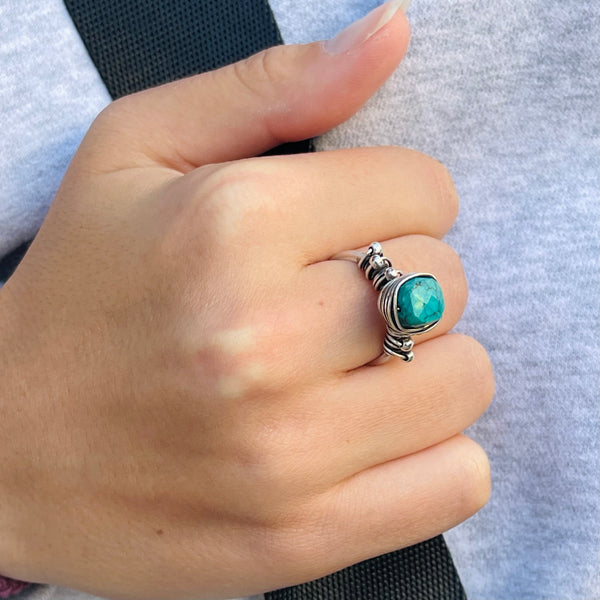 Sterling Silver Wire-Wrap Turquoise Ring | HEIDIJHALE