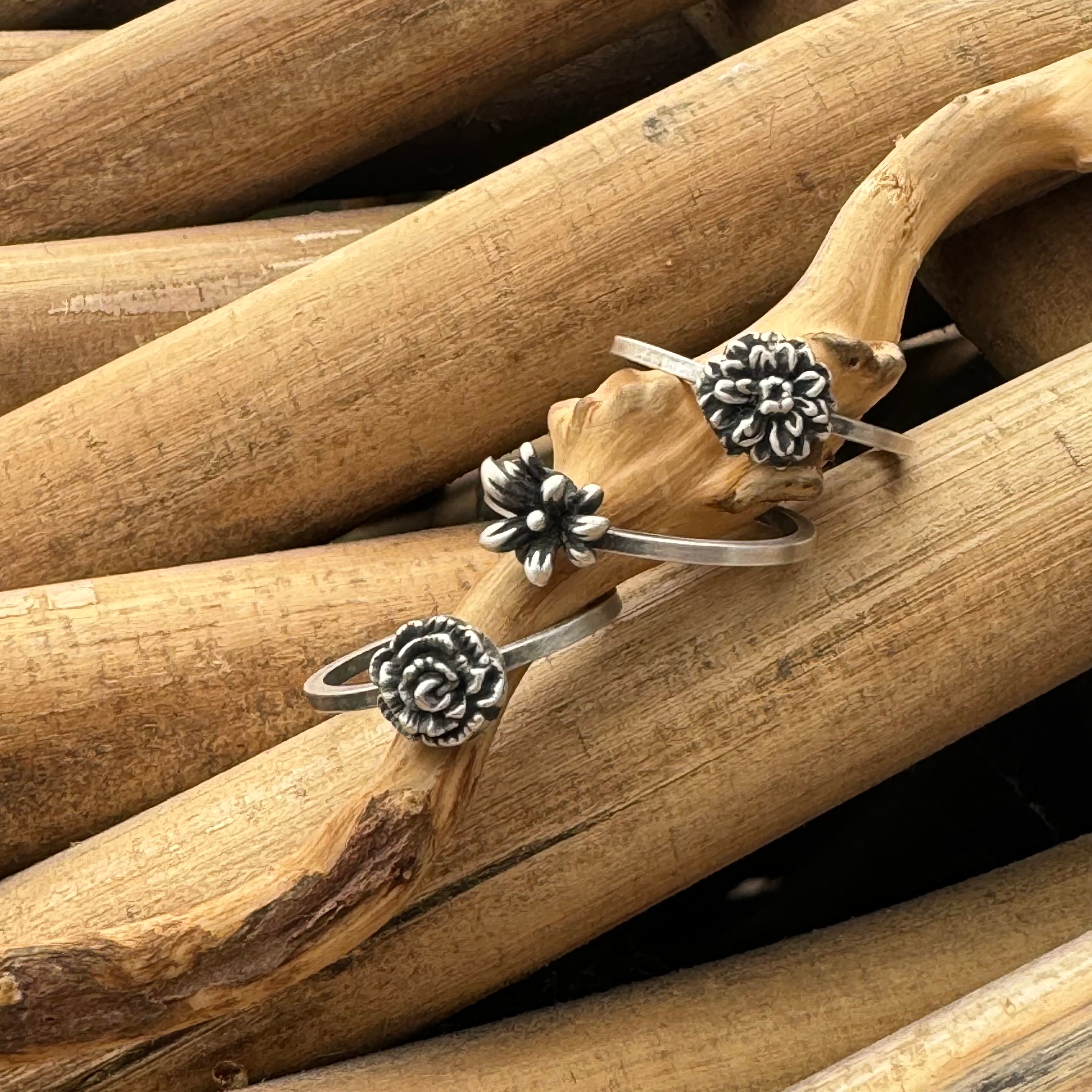 Sterling Silver Finger Bouquets including Birth Month Flowers