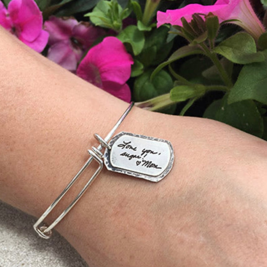 Sterling Silver Custom Mini Dog Tag Bracelet - Expandable