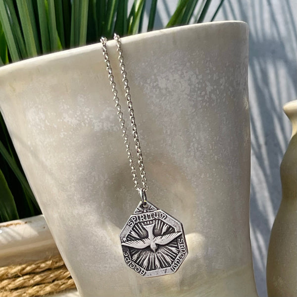 Sterling Silver Cast Italian Holy Spirit Necklace