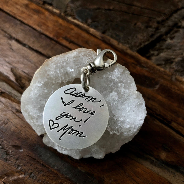 Custom Engraved Sterling Silver Handwriting Charm