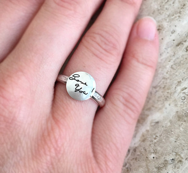 Handwritten Sentiments Ring | Engraved Sterling Silver Ring