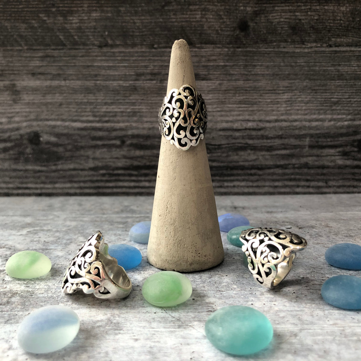 Sterling Silver Scroll Ring | Large Handmade Sterling Silver Ring