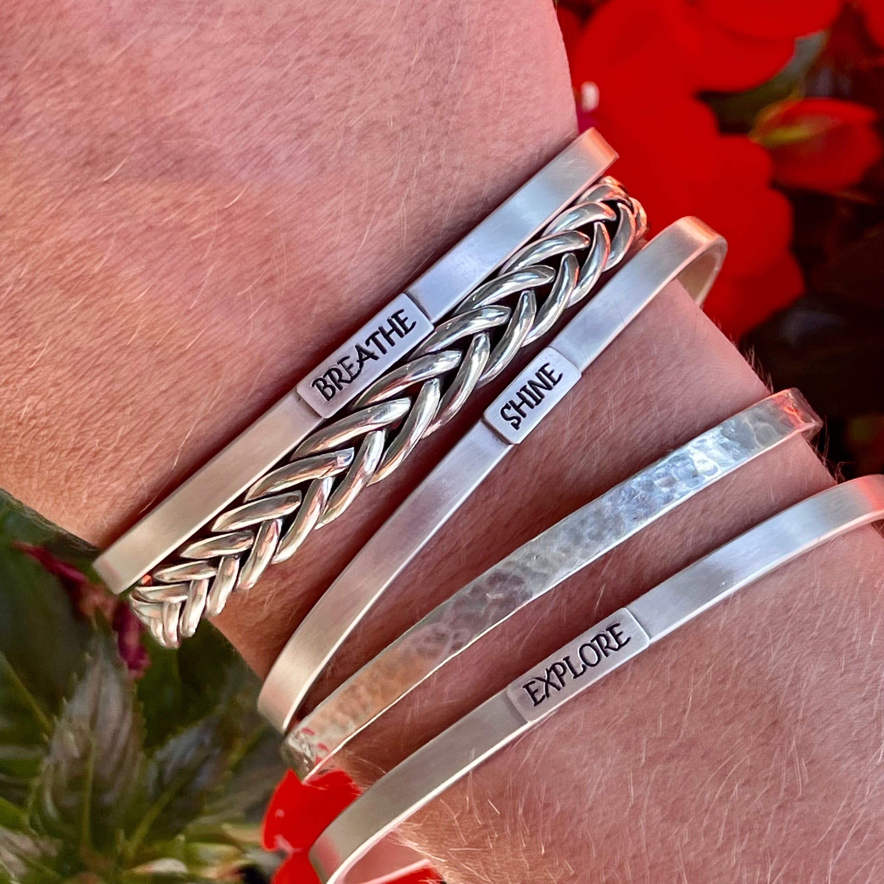 Custom Engraved Bangle Bracelet - Up to 25 Characters