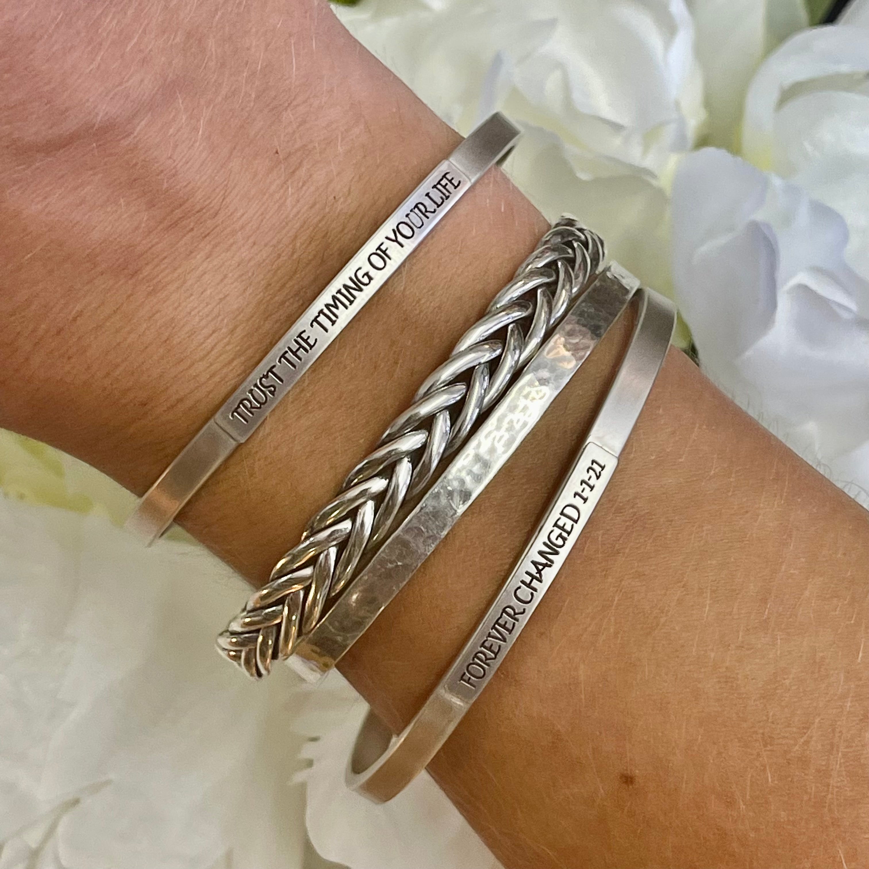 Custom Engraved Bangle Bracelet - Up to 25 Characters