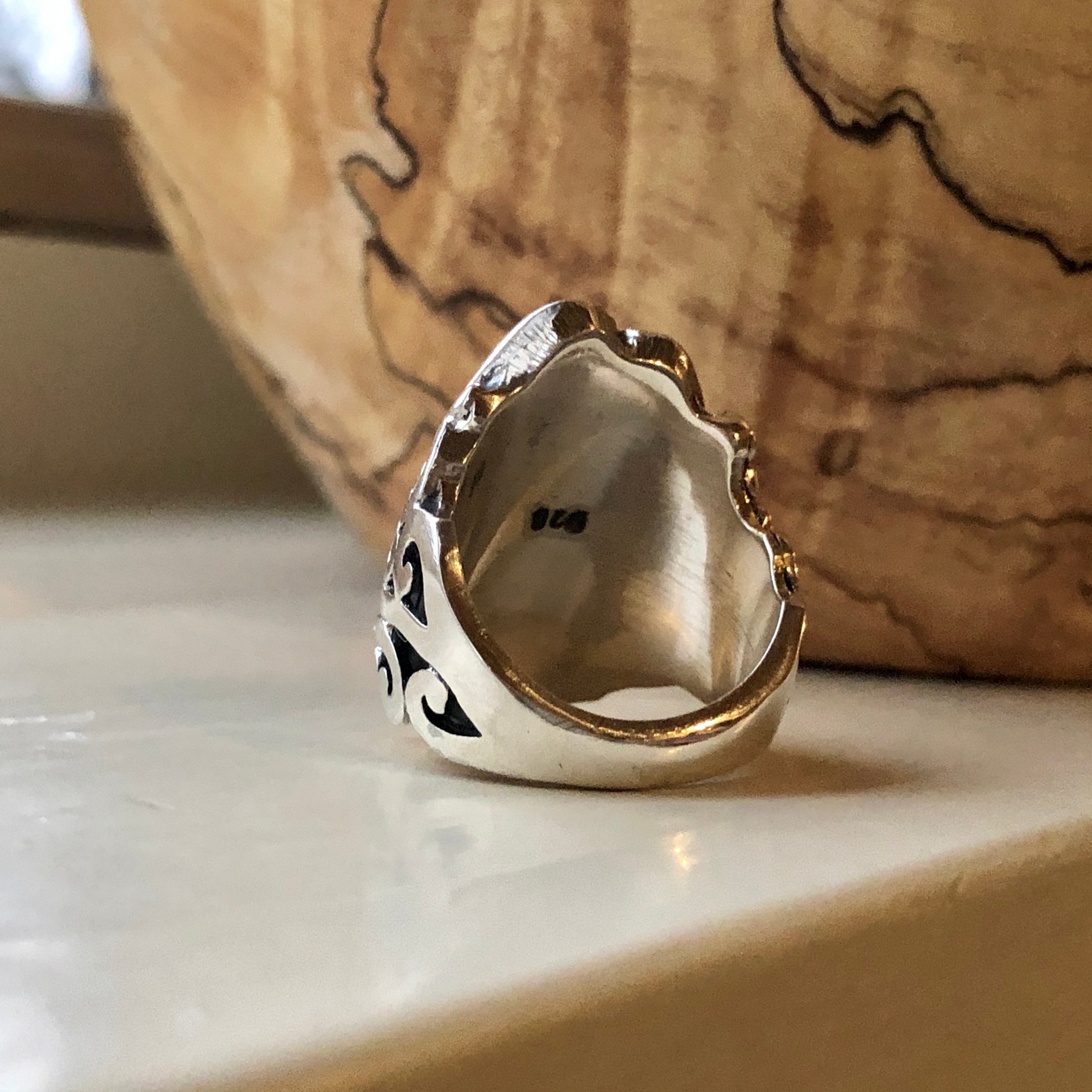 Sterling Silver Scroll Ring | Large Handmade Sterling Silver Ring