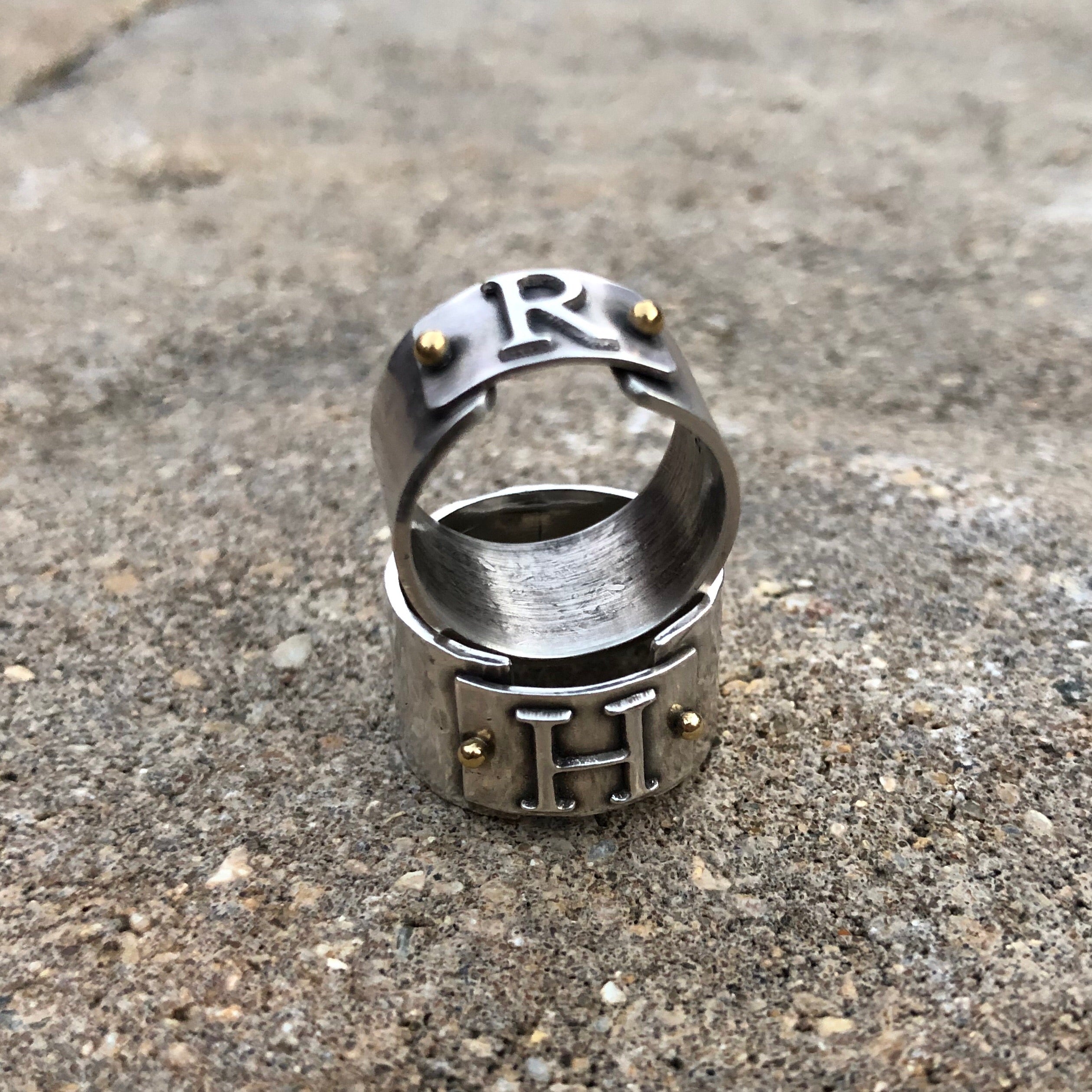 Thick Sterling Silver Band Letter Ring | Silver Initial Ring