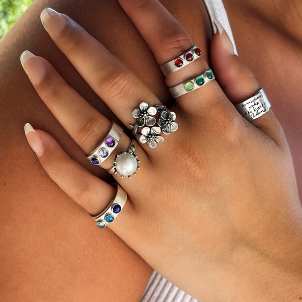 Adjustable Sterling Silver Gemstone Rings | HEIDIJHALE