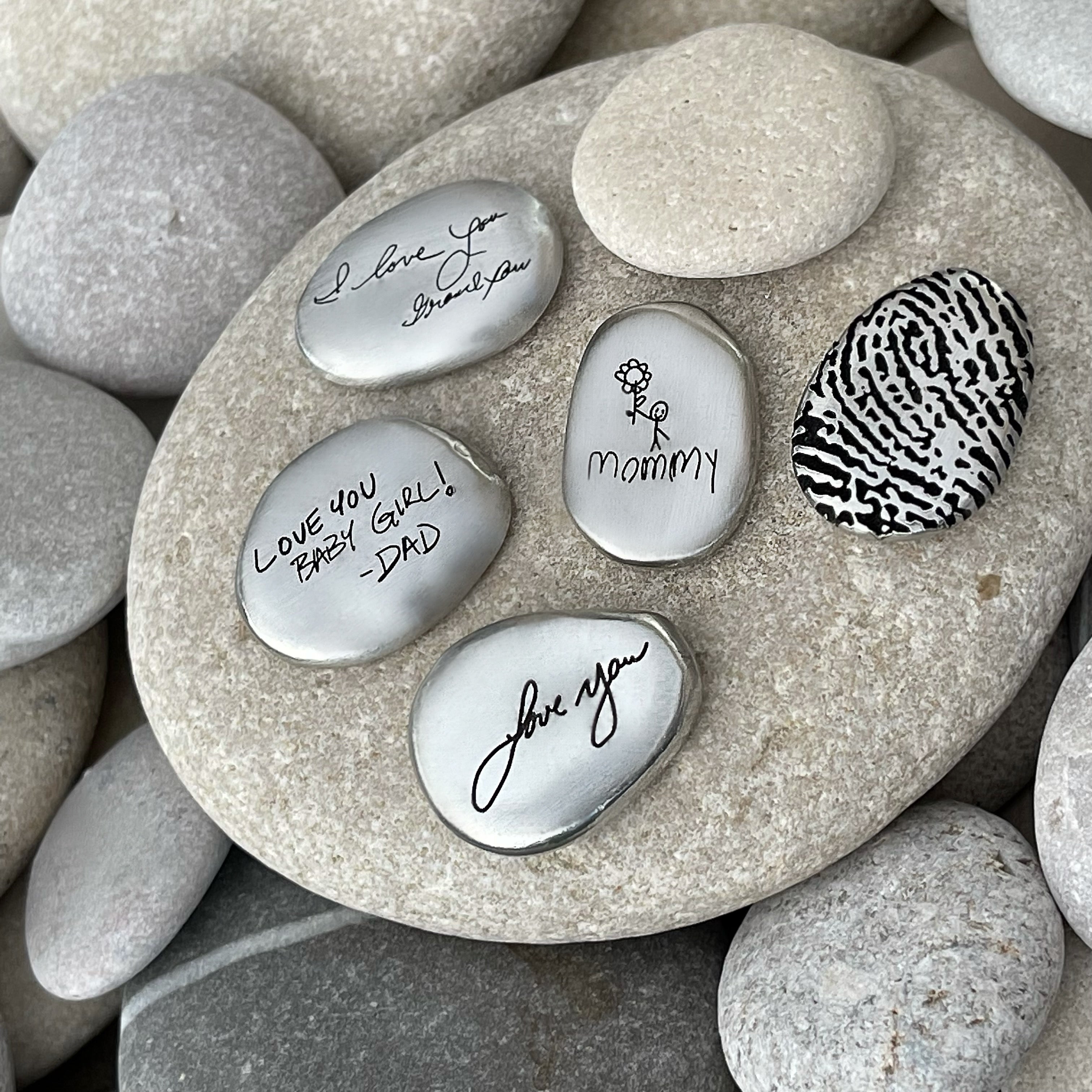 Personalized Pewter Worry Stones | Engraved Worry Stones