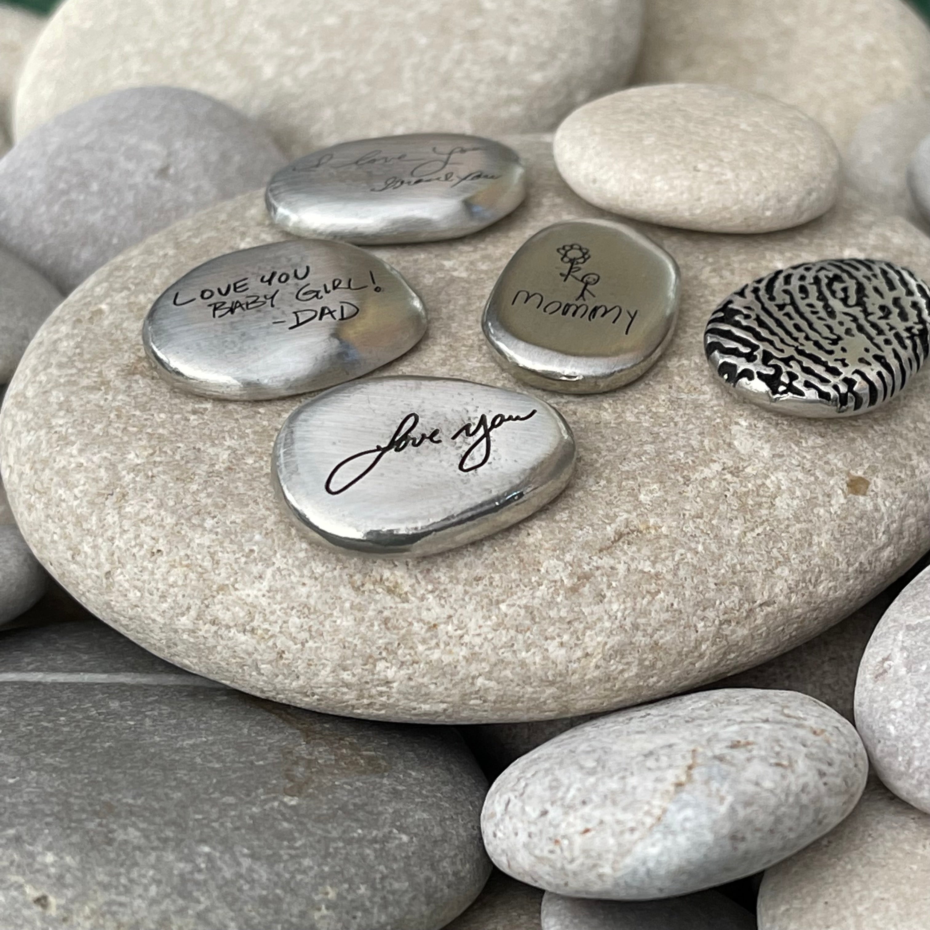 Personalized Pewter Worry Stones | Engraved Worry Stones