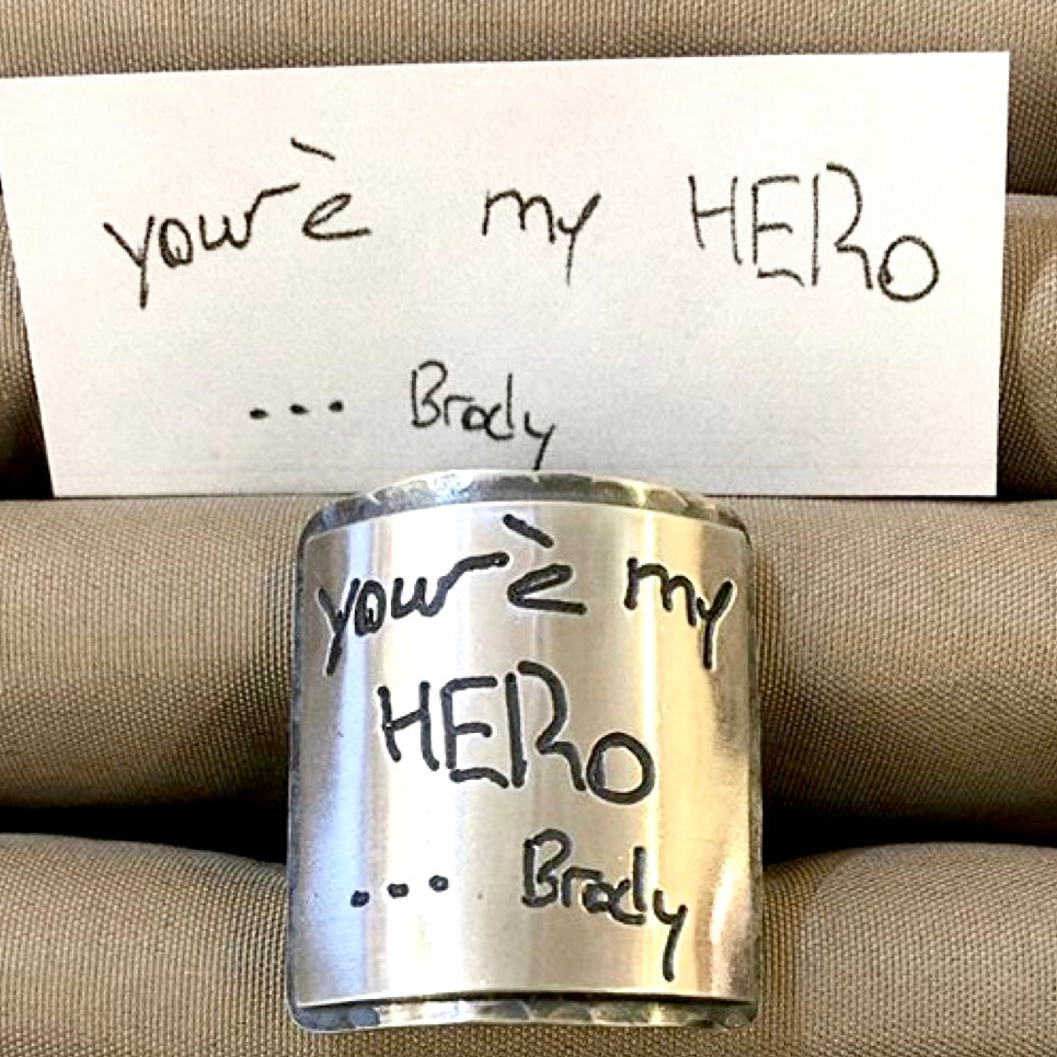 Personalized Square Sterling Silver Ring with Handwriting