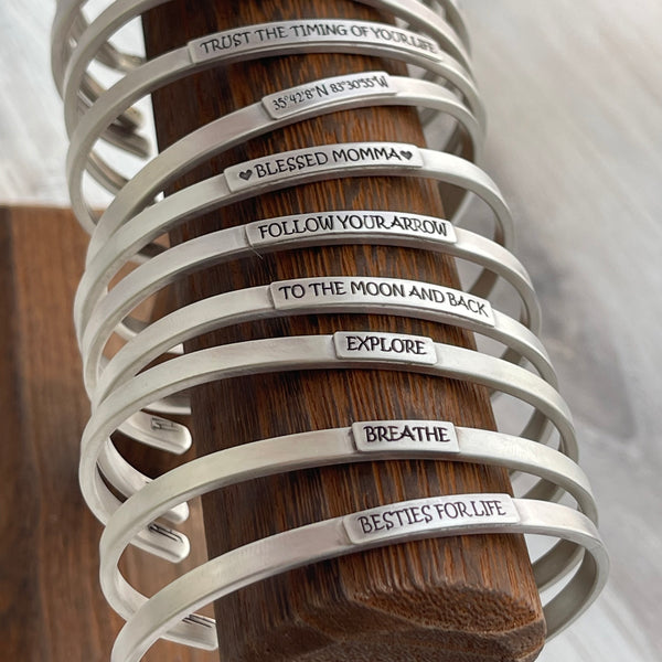 Custom Engraved Bangle Bracelet - Up to 25 Characters