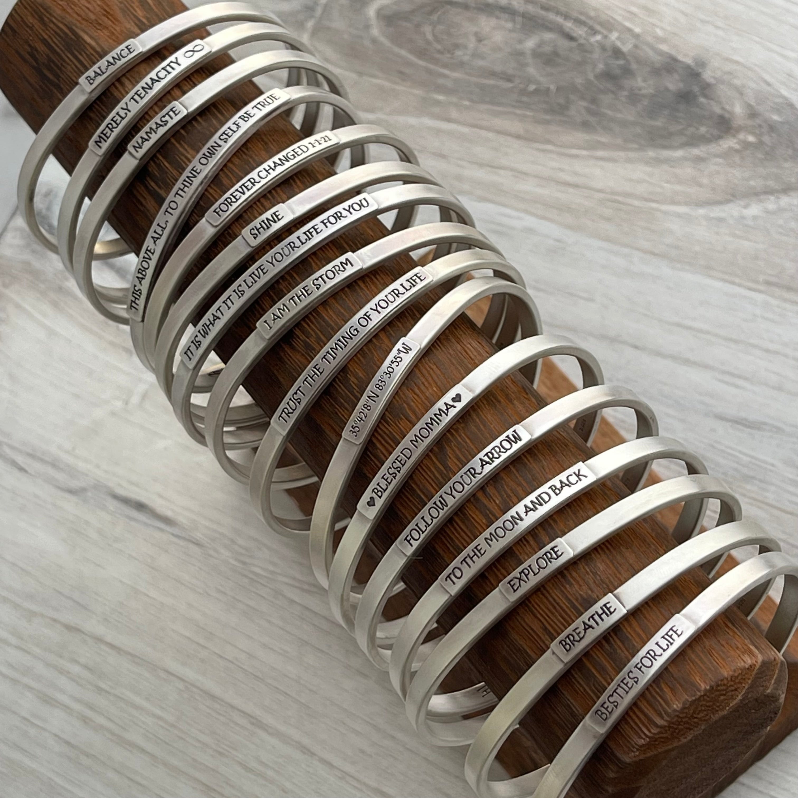 Custom Engraved Bangle Bracelet - Up to 25 Characters