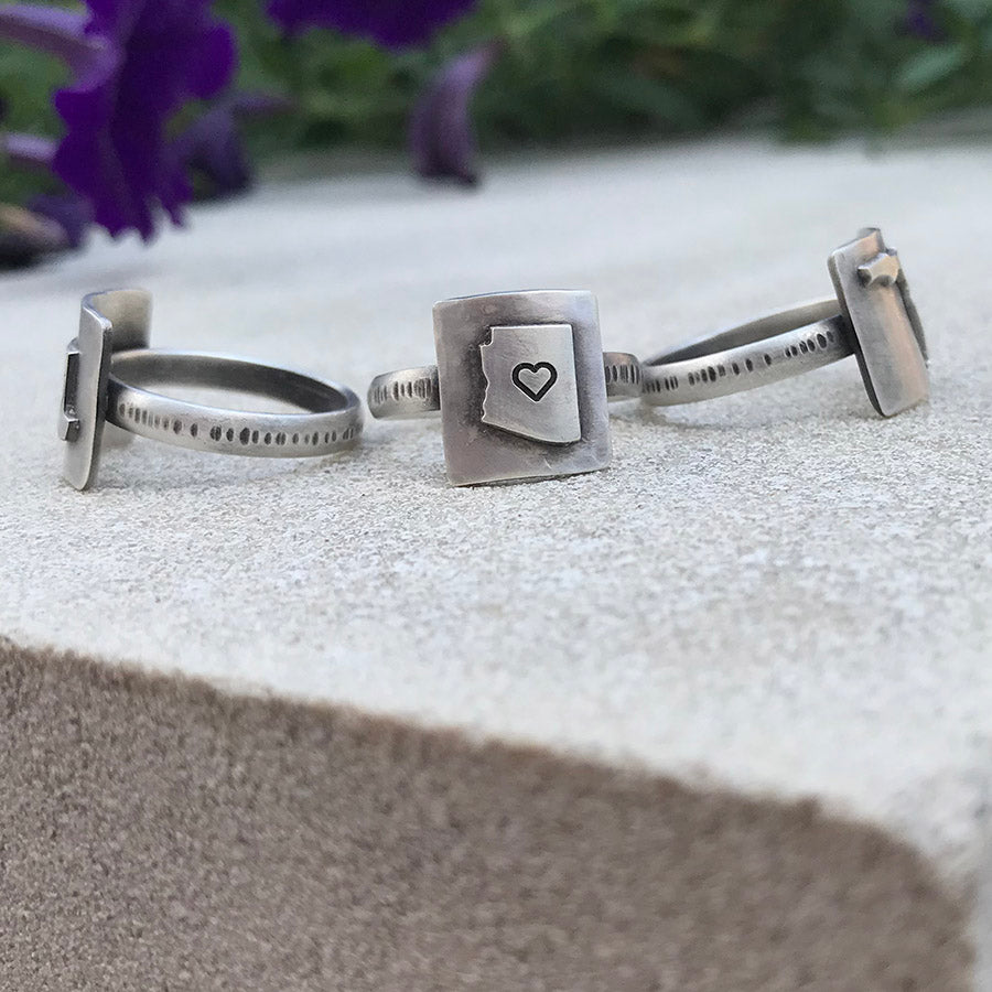 Personalized Sterling Silver State Ring | Custom Jewelry Gift