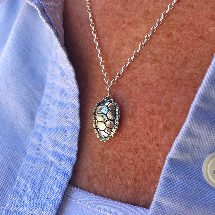Handmade Sterling Silver Turtle Shell Necklace